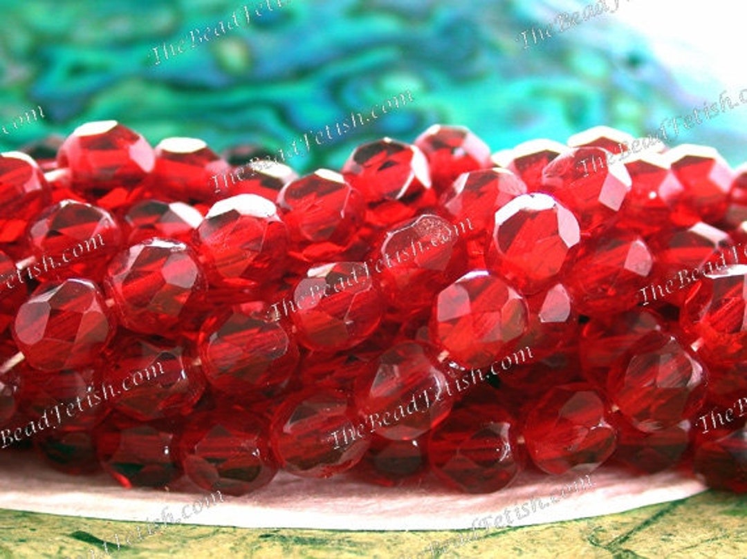 2 Strands 6mm Ruby Red Fire Polished Czech Fire Polished - Etsy