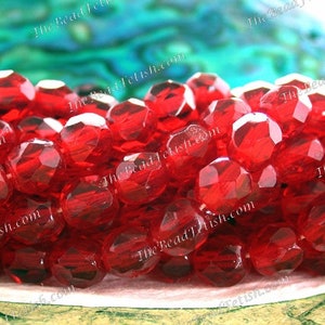 2 Strands 6mm Ruby Red Fire Polished Czech Fire Polished - Etsy