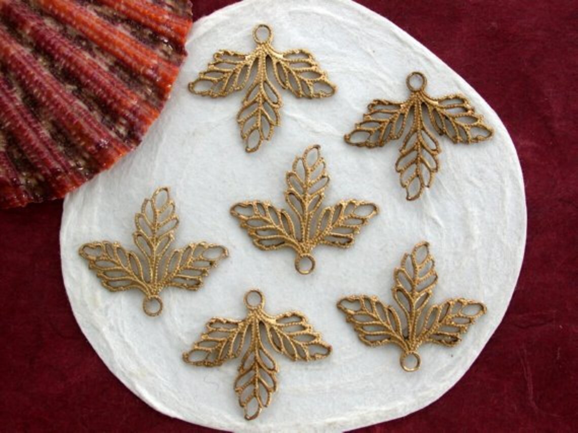 Raw Brass Leavesvintage Style Supplieshair Craftscraft | Etsy