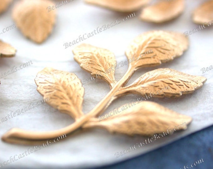 Raw Brass Leaves, Vintage Style Leaf Stampings, Hair Craft Supplies ...