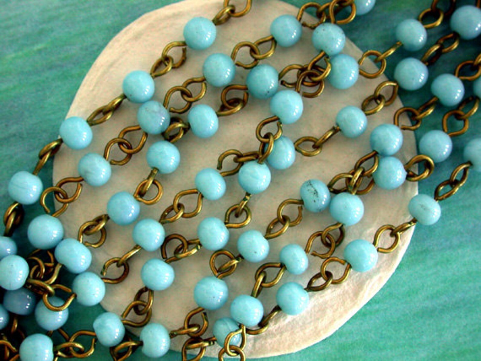 5 Feet ~ Beaded Chain, Glass Bead Chain, Chain, Brass Chain, Bead Chain ...