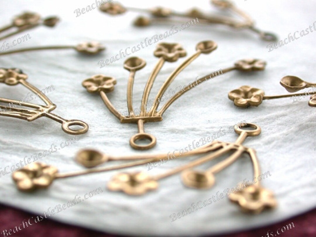 Raw Brass Flowers, 36 X 22mm Dainty Vintage Style Metal Flowers, DIY ...