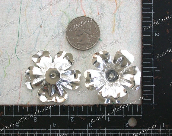 Bright Silver Flowers Vintage Style Supplies Craft Supplies Jewelry ...