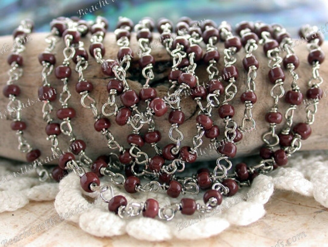 5 Feet Beaded Chain, Chocolate Brown Bead Chain, Chain, Jewelry Chain ...