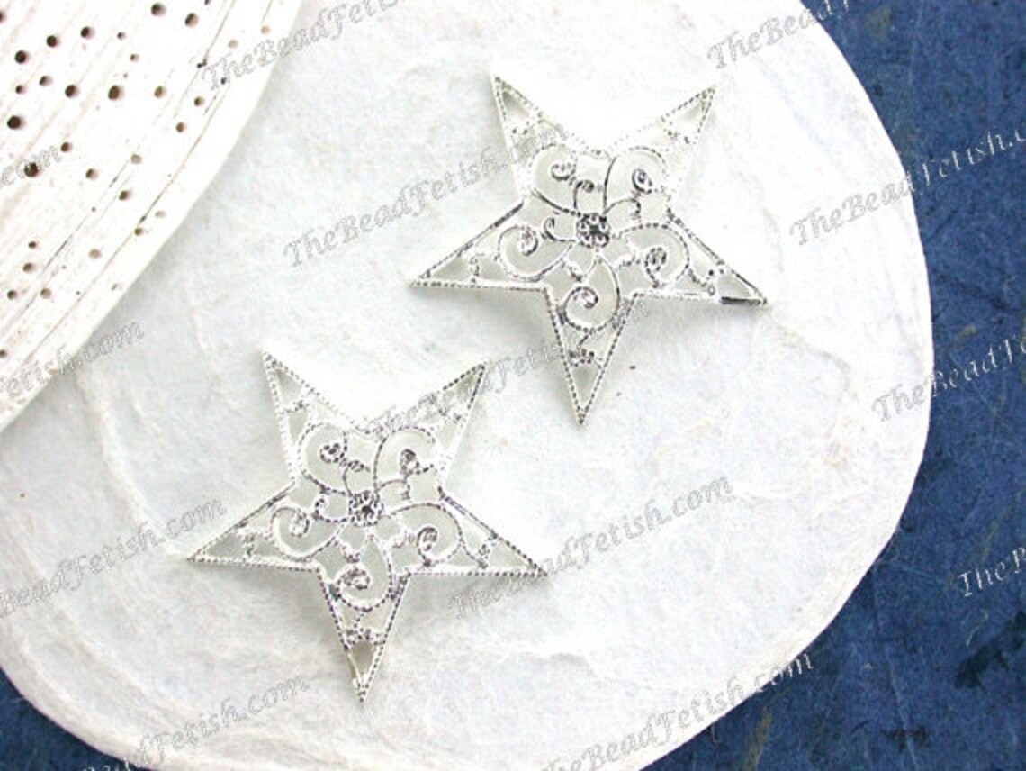 Bright Silver Plated Filigree Stars Filigree Starfish Vintage - Etsy