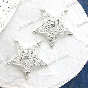 Bright Silver Plated Filigree Stars Filigree Starfish Vintage Style ...