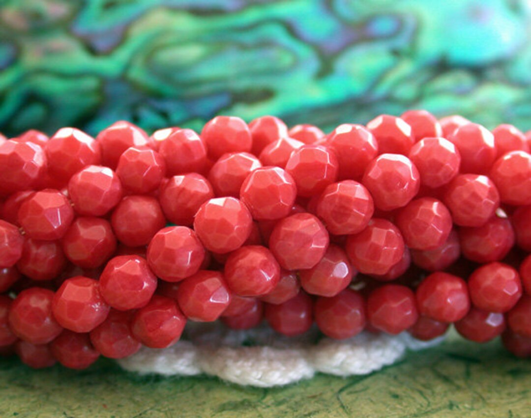 Coral Beads, Bamboo Coral Beads, Faceted Red Coral Beads, Semi Precious ...