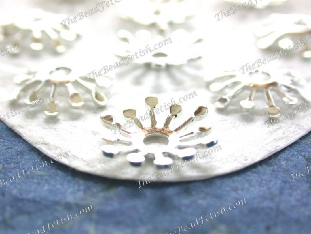 Bright Sterling Silver Plated Flowers Vintage Style Jewelry Supplies ...