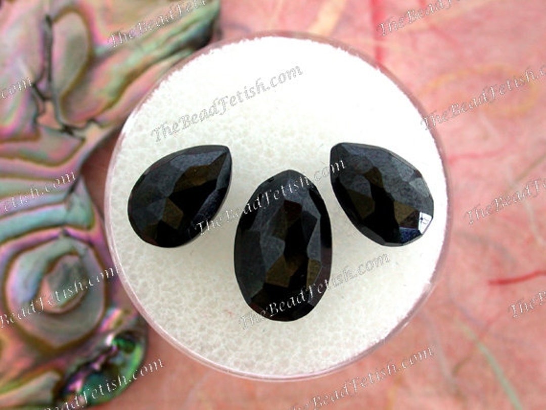 3 ~ Melanite Briolettes, Melanite Faceted Drops, Black Garnet Beads ...