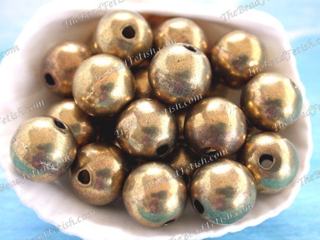 25 ~ 12mm Handcrafted Round Antiqued Raw Brass Beads, Lightweight ...