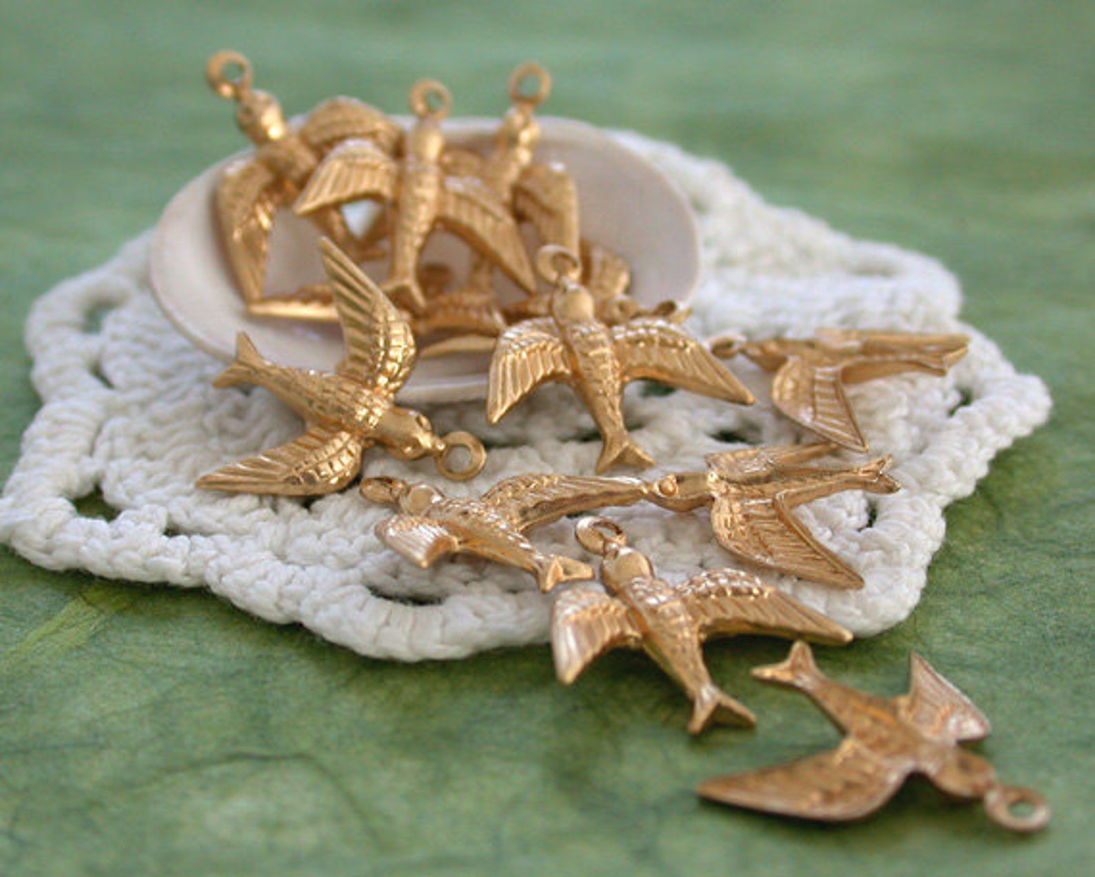 Bird Charms Raw Brass Bird Stampings Swallow Charms Birds - Etsy