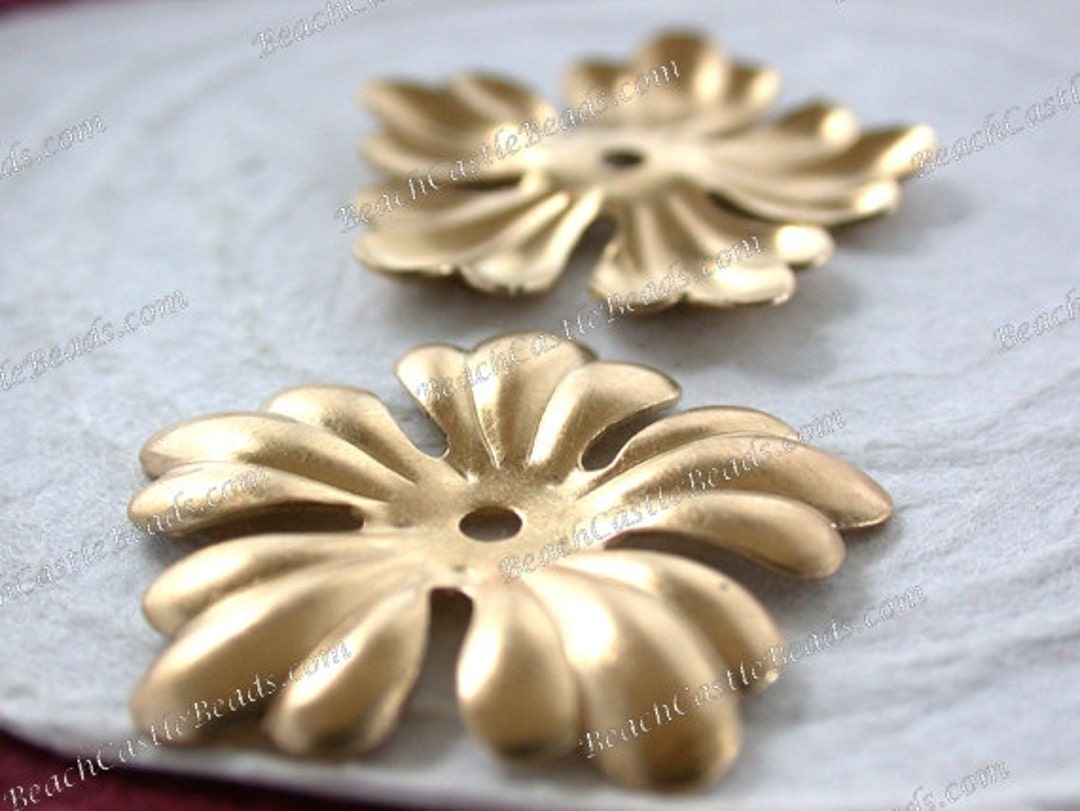 Large Raw Brass Flowers, 31mm Vintage Style Metal Flowers, DIY Wedding ...