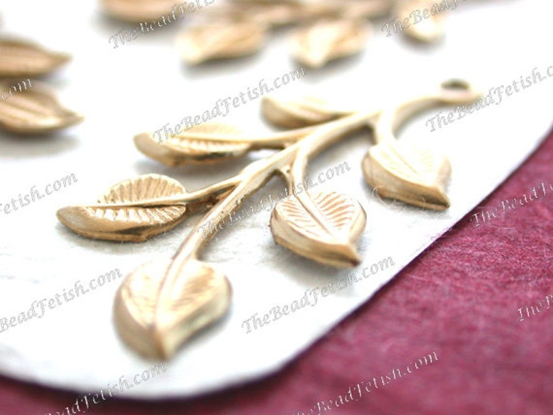 Raw Brass Leaves, Vintage Style Leaves, Wedding Hair Craft Supplies ...
