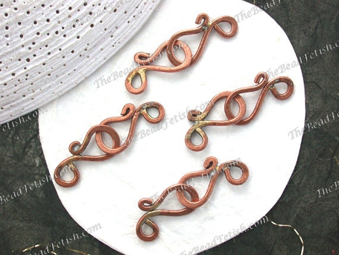 4 Sets ~ Hook Clasps, Hand Crafted Clasps, Copper Clasps, Rustic Boho ...