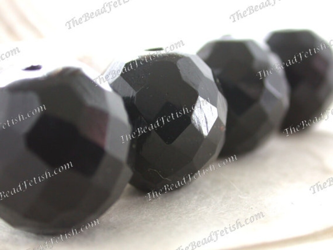 2 ~ 18mm Vintage Shiny Jet Black Fire Polished Glass Beads, Large Black ...