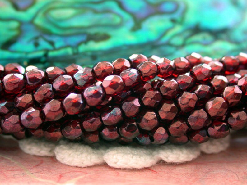 2 Strands 3mm Firepolished Beads Ruby Vega Czech Glass - Etsy