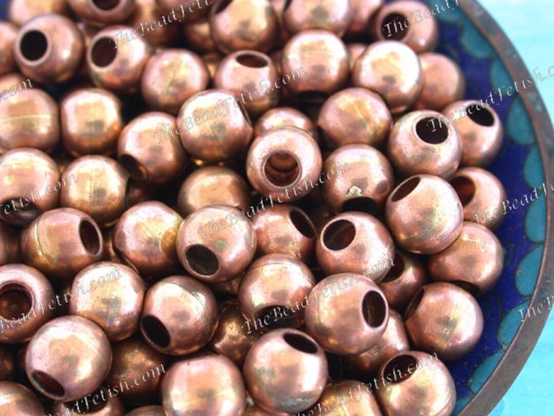 100 ~ 10mm Large Hole Round Copper Beads, Handcrafted Hollow Copper ...