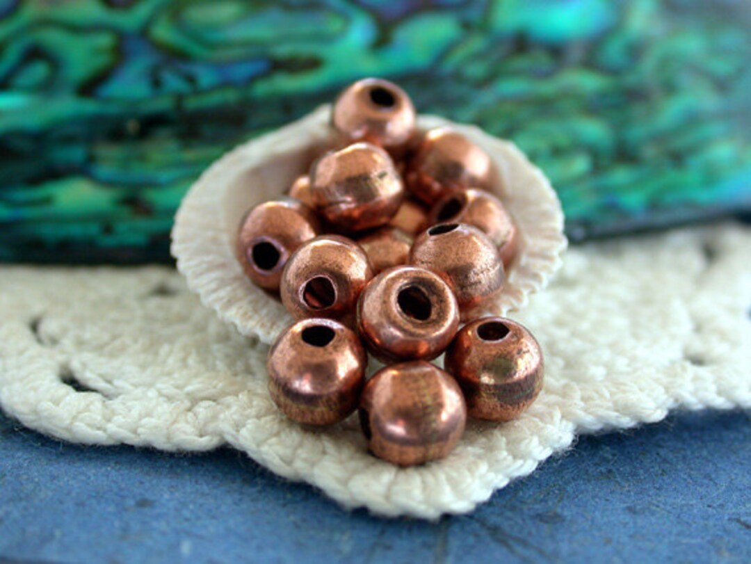 20 Copper Beads Handcrafted 6mm Round Copper Beads Hollow - Etsy
