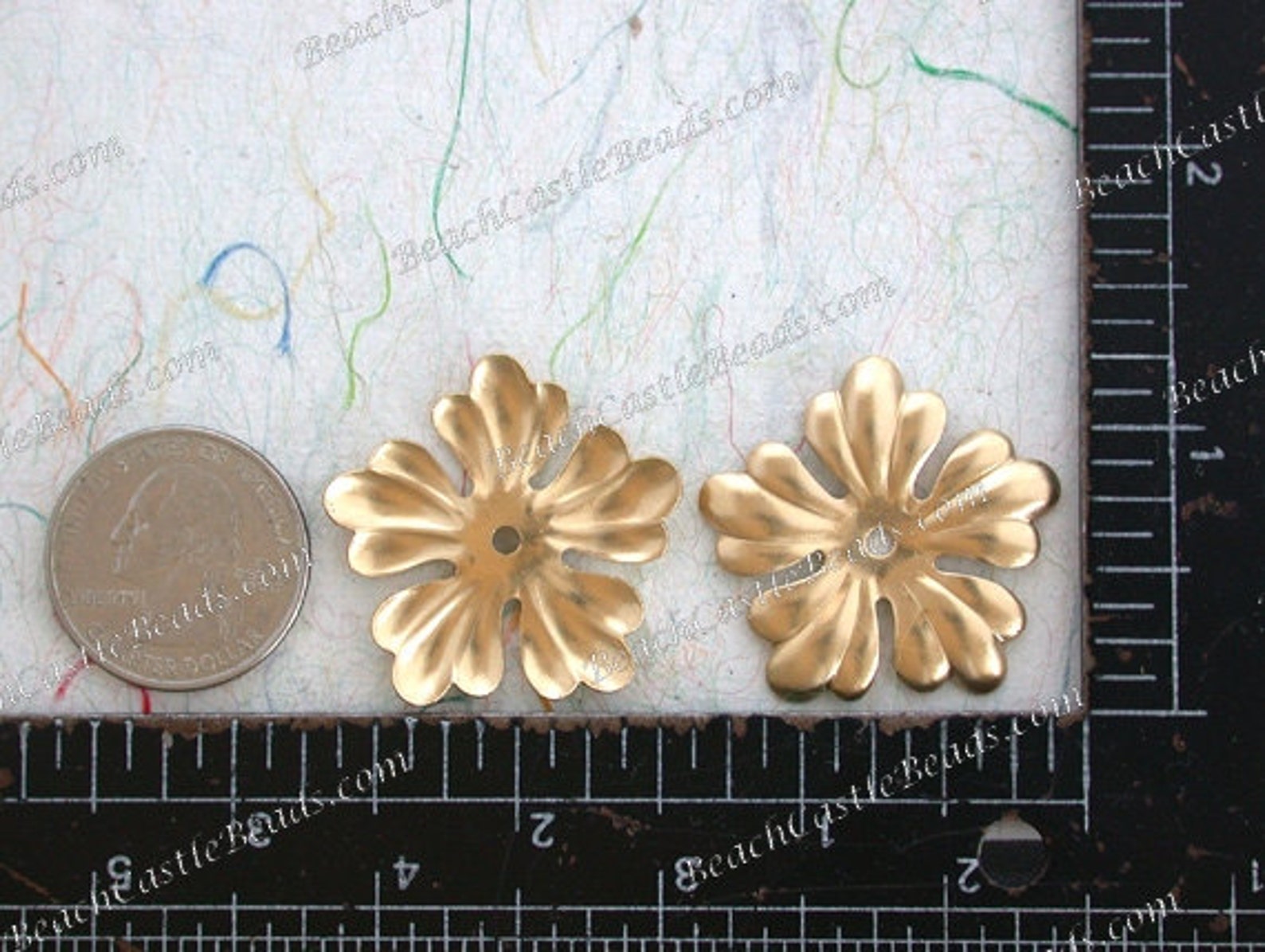 Large Raw Brass Flowers, 31mm Vintage Style Metal Flowers, DIY Wedding ...