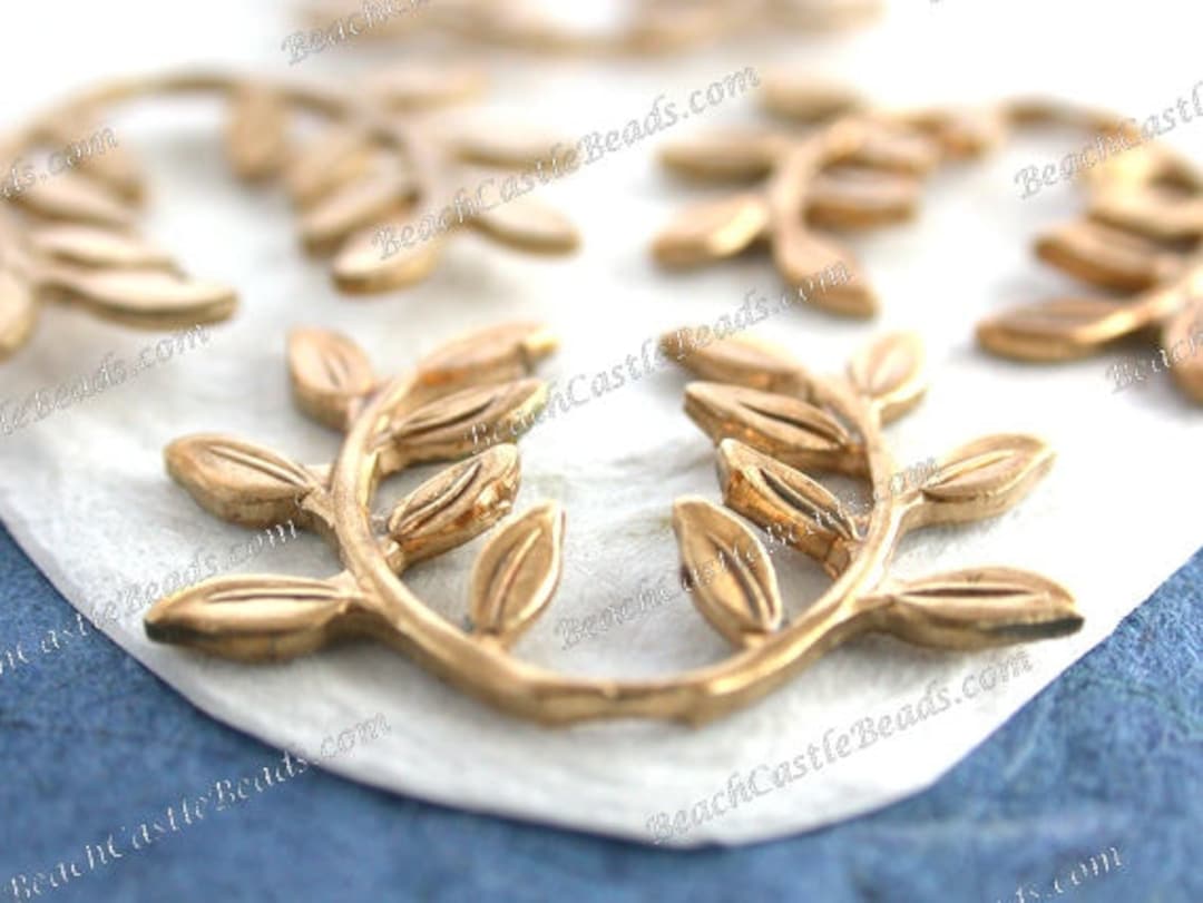 Raw Brass Leaves, 12 X 23.5mm Vintage Style Leaf Stampings, DIY Wedding ...