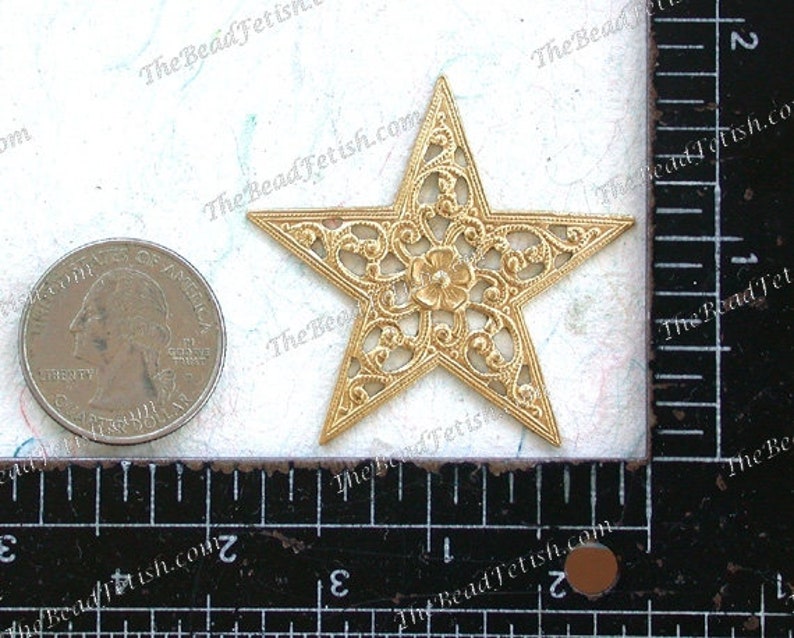 Raw Brass Filigree Star Stampings 45mm Vintage Style Stars | Etsy
