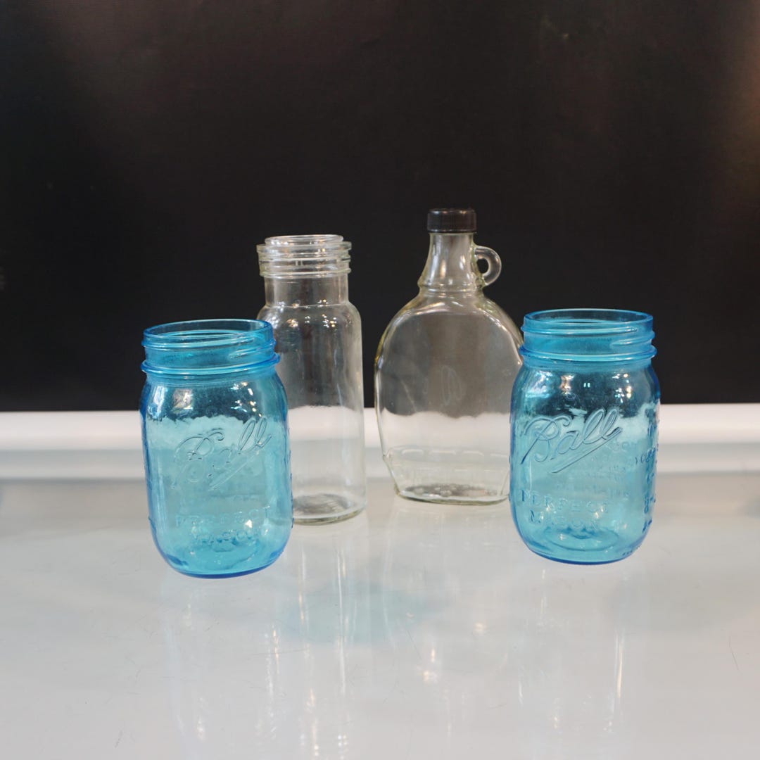 Vintage Glass Jars Bottles Retro Kitchen Decor Ball Wheaton Ardagh Lot ...