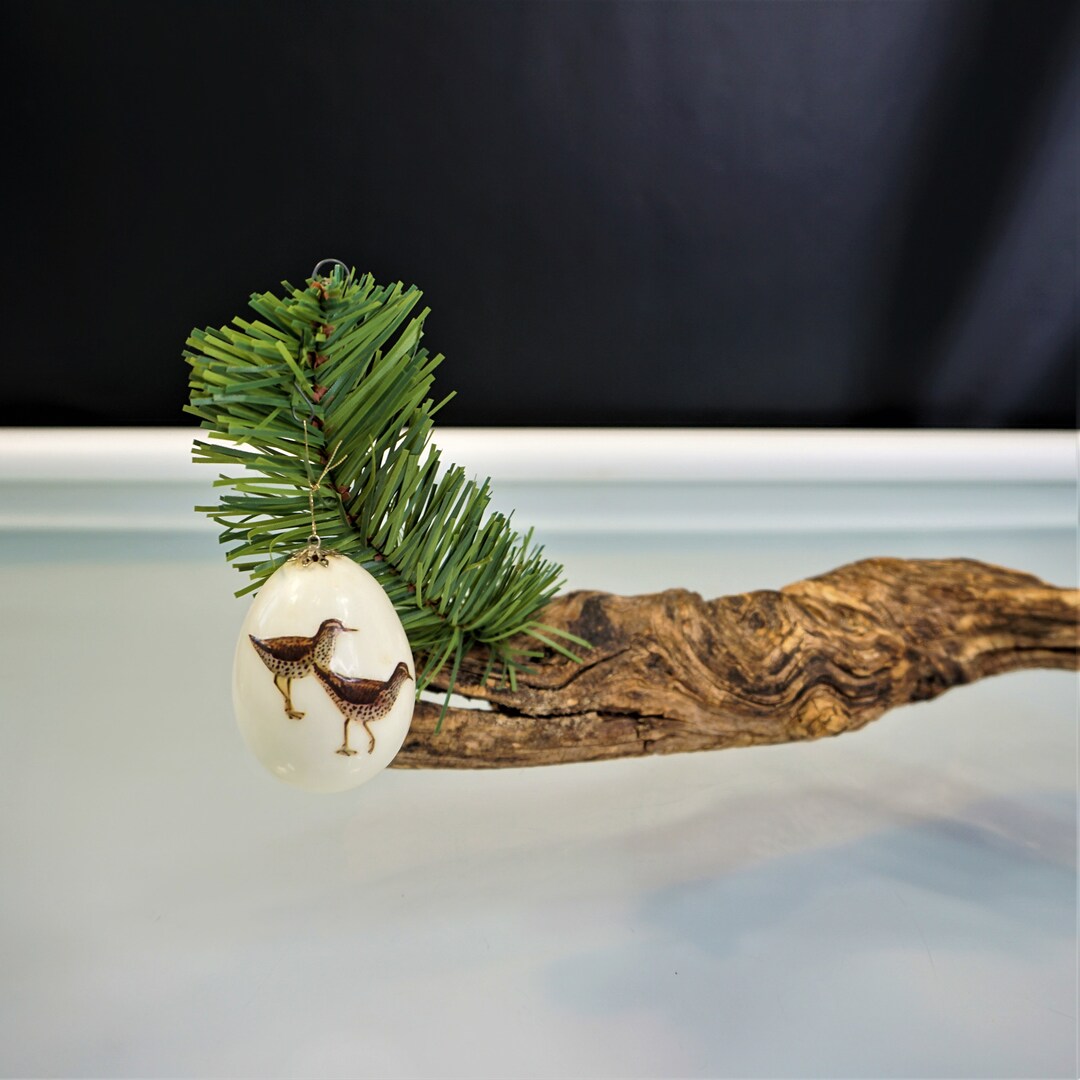 Vintage Christmas Holiday Ornament Decoupage Bird Sandpiper ...