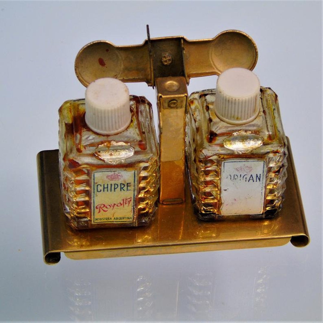 Perfume Caddy Vintage Vanity Decanters 2 Bottle Tantalus Chypre and ...