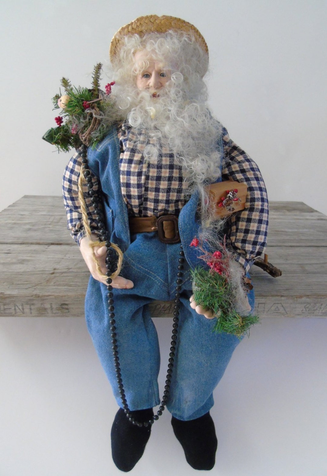 Folk Art Farmhouse Hillbilly Christmas Doll Country Barn Cottagecore ...
