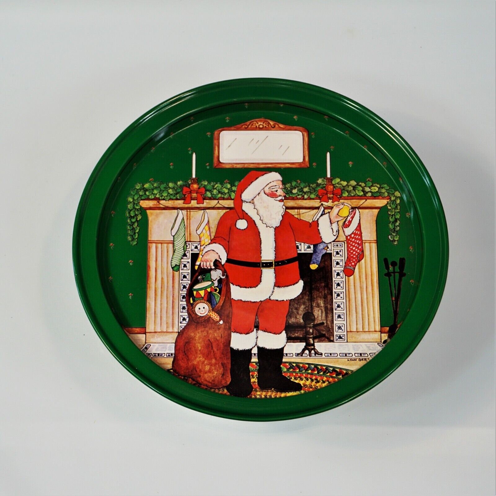 Christmas 1980s Vintage Tin Tray Lynn Gates Hallmark Santa Claus Gifts ...