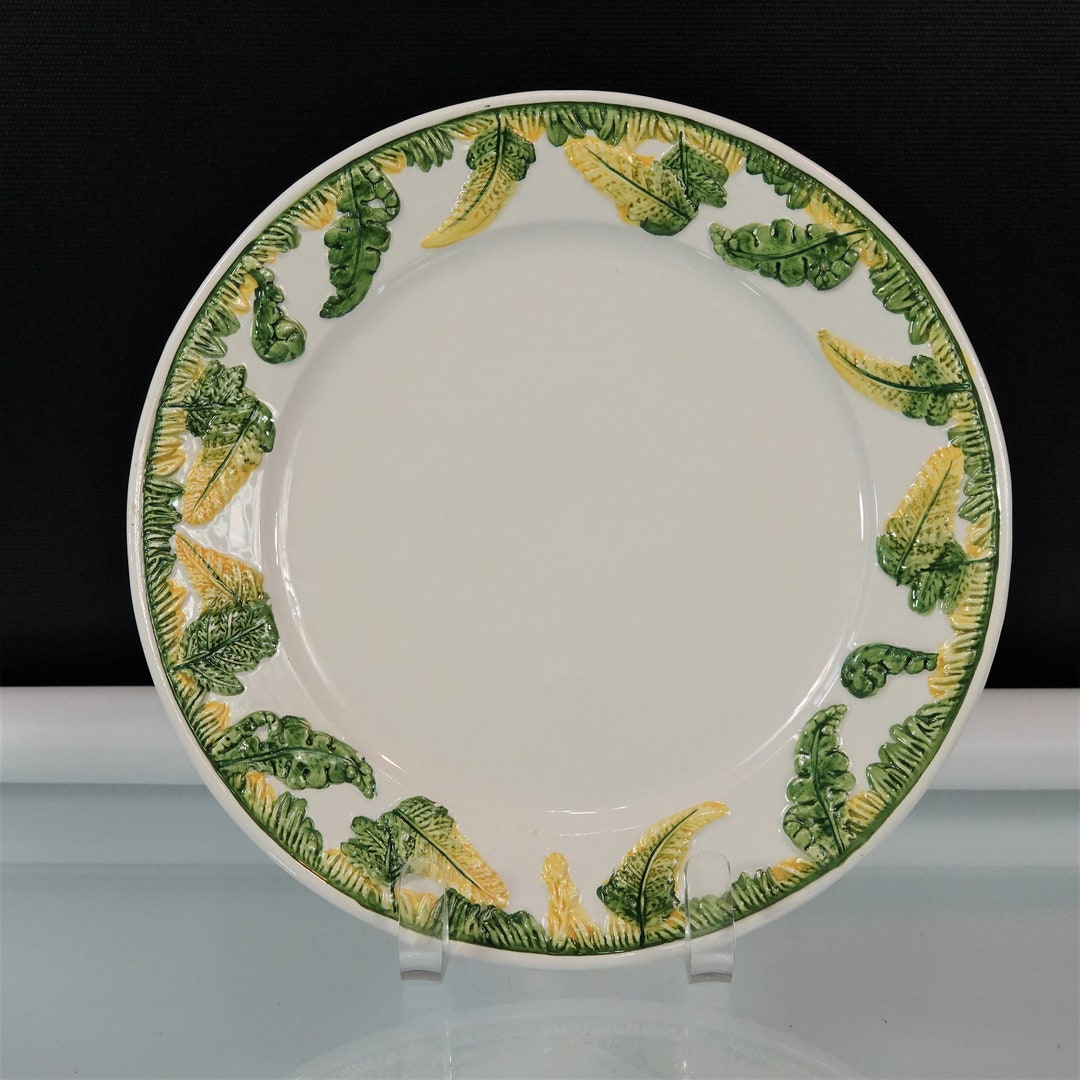 Vintage Italian Lunch Plates Set of 4 Green Garden Ferns Flower Buds ...