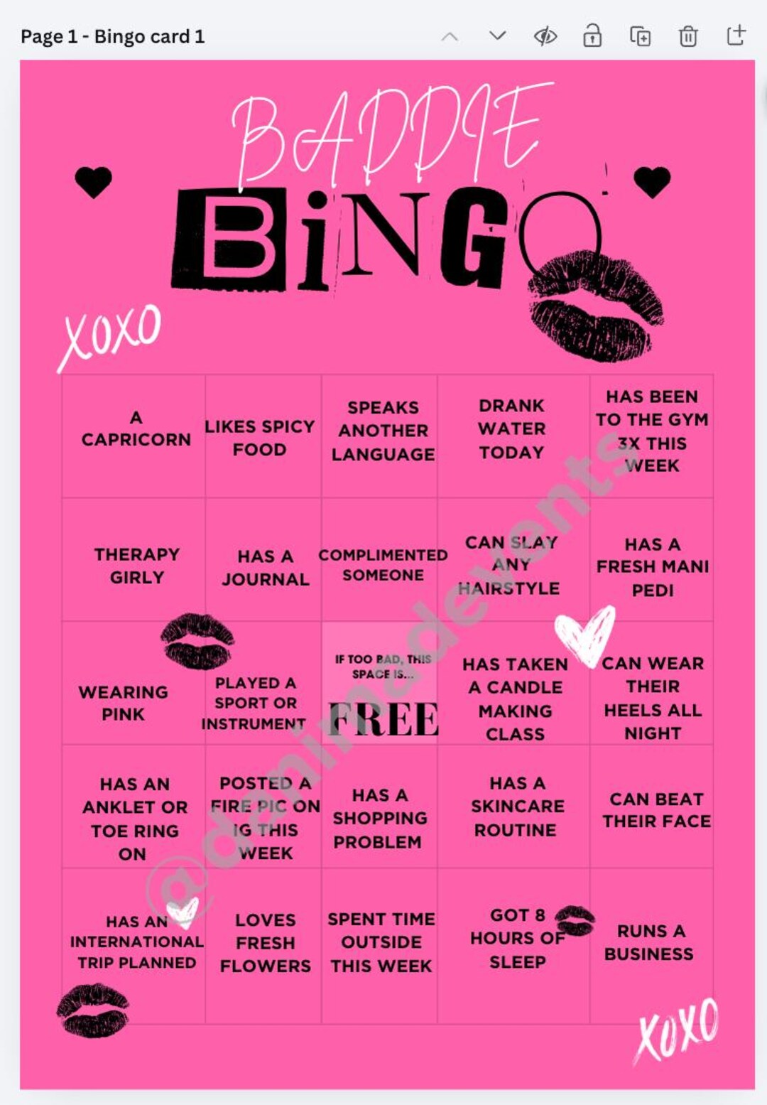 Baddie Bingo Card Game - Etsy