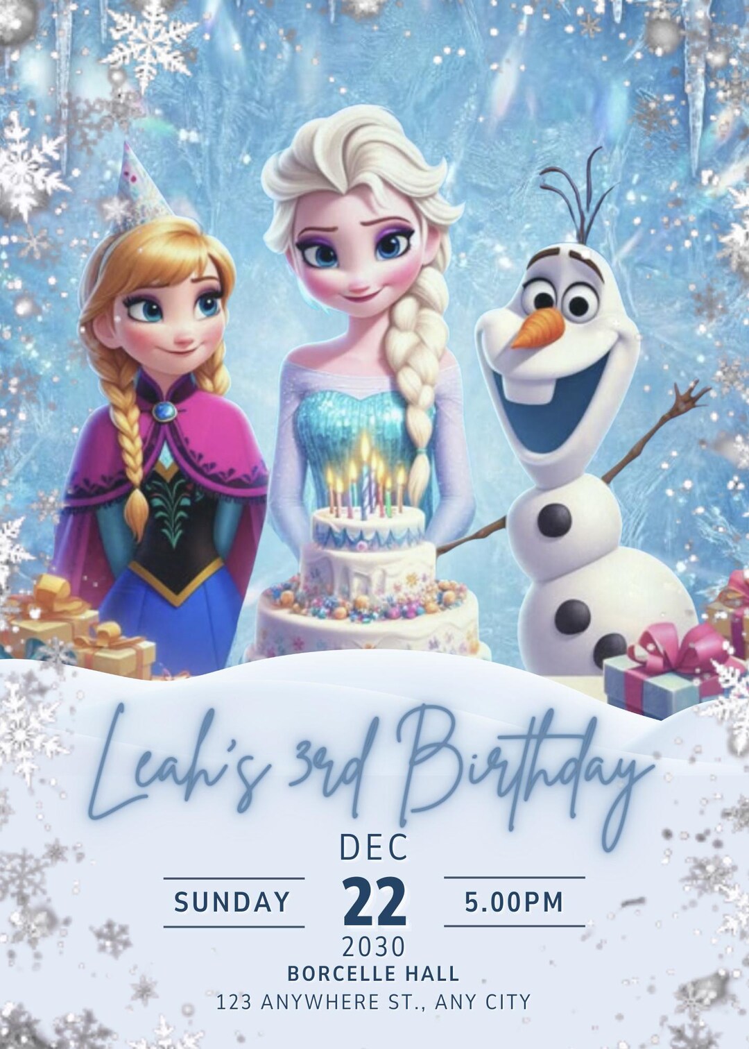 FROZEN ELSA Birthday Party Invitation - Editable Canva Template ...