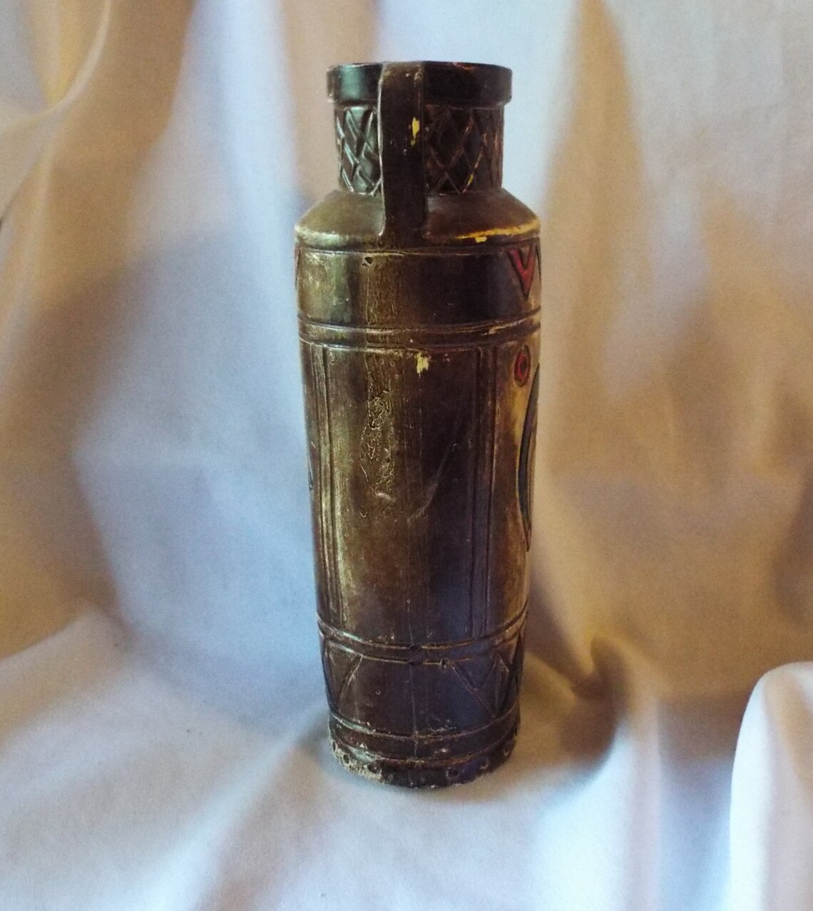 Fairway Vase Art Deco Chalkware Vintage JAPAN Indian Symbols Najahe - Etsy