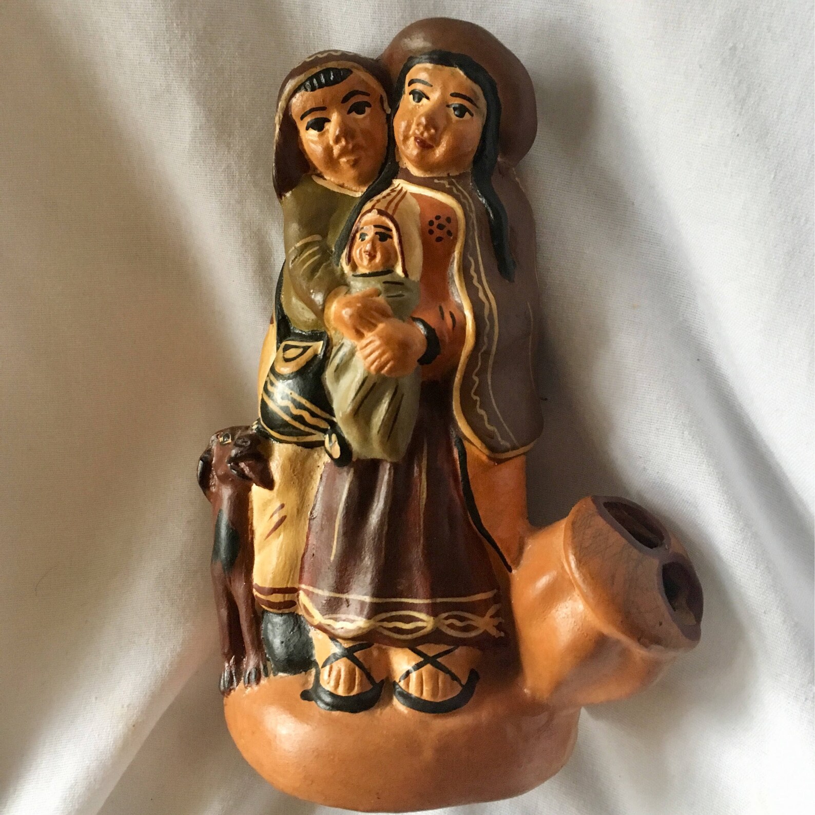 Peruvian Family Figurine Hand Painted Terra Cotta Vintage | Etsy