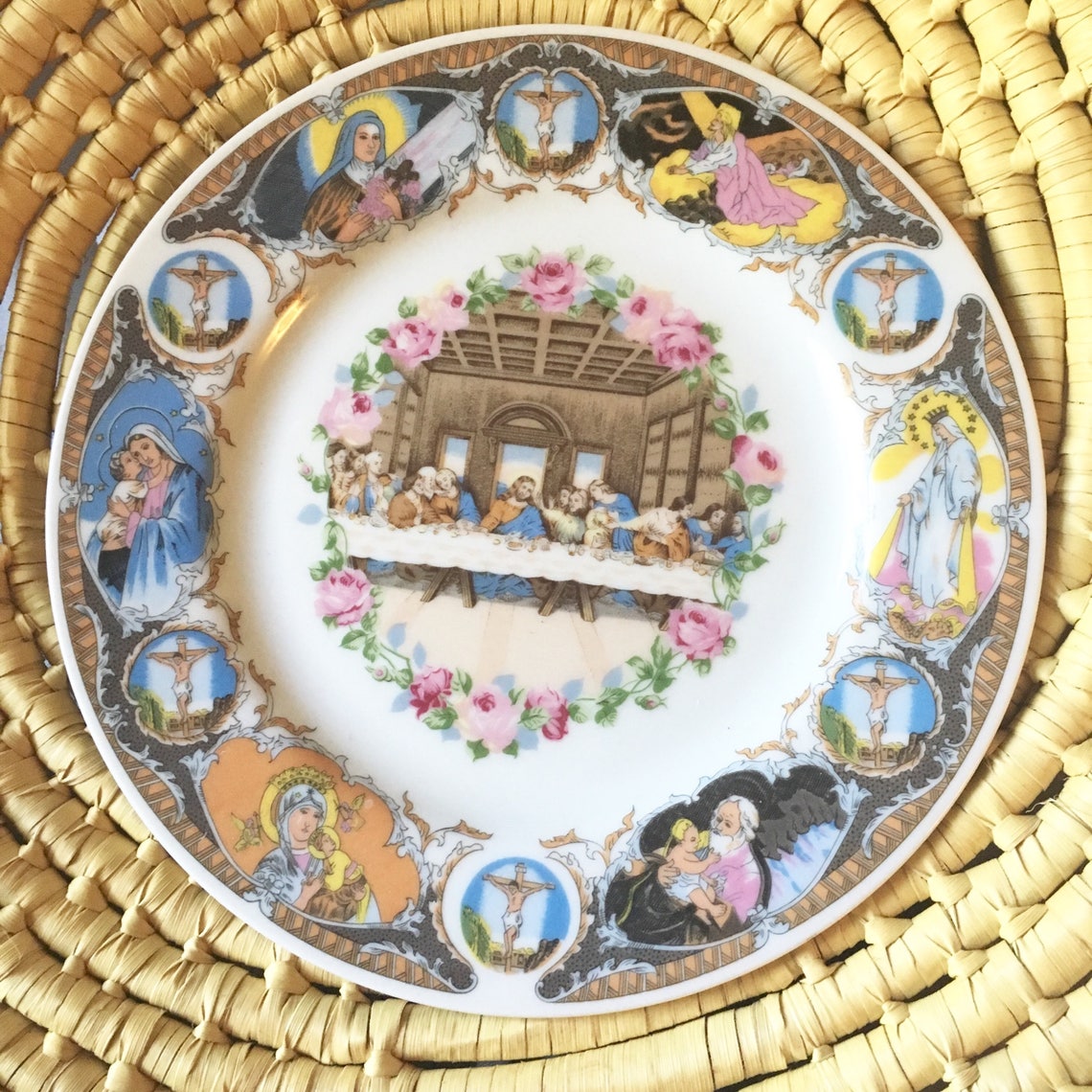 Vintage Colorful Last Supper Plate JAPAN | Etsy