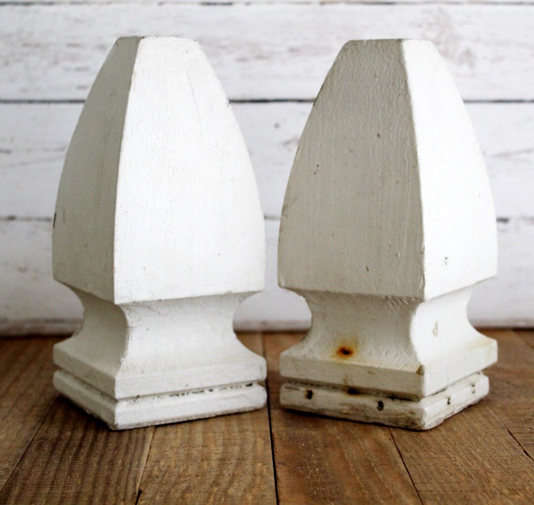 Antique Pair of White Wooden Finials Old, but in Good Condition - Etsy