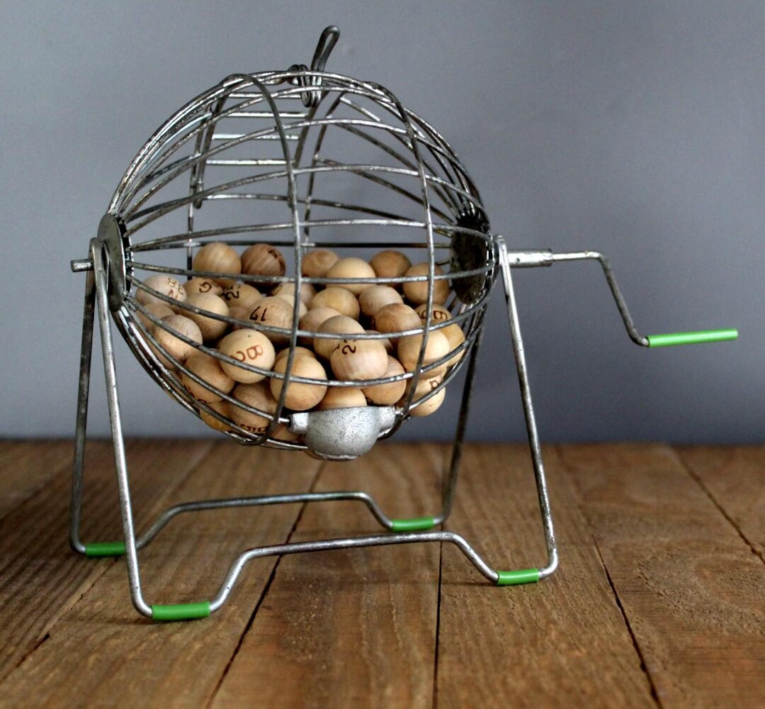 Vintage Metal Bingo Cage With Wooden Balls, Urban Chic, Cottage Decor ...