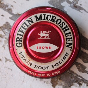 Vintage Tin Griffin Microsheen Boot Polish, Vintage Tins, Collectible ...