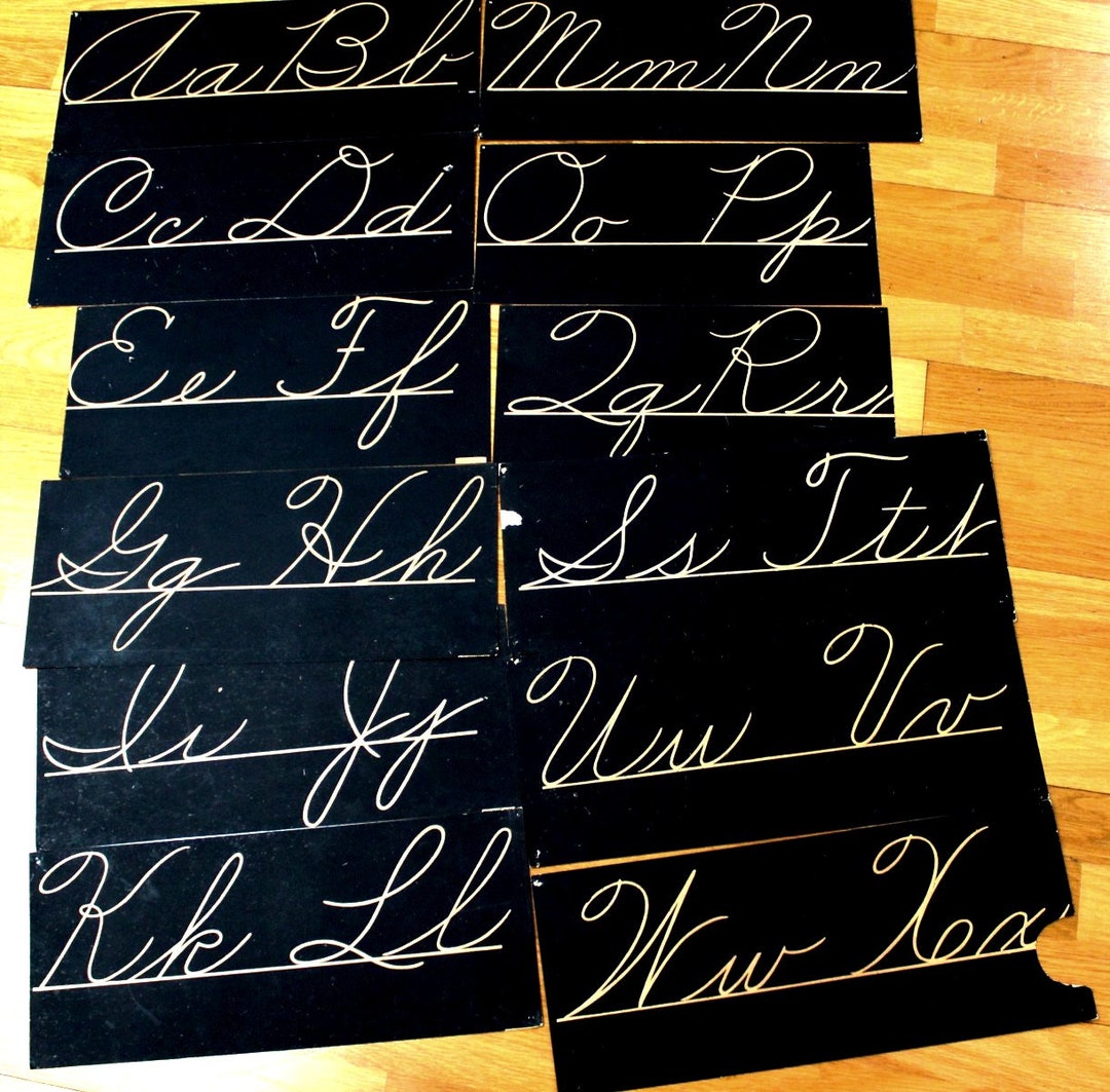 Vintage 1940s Cursive Alphabet Wall Cards Beckley-cardy Company ...