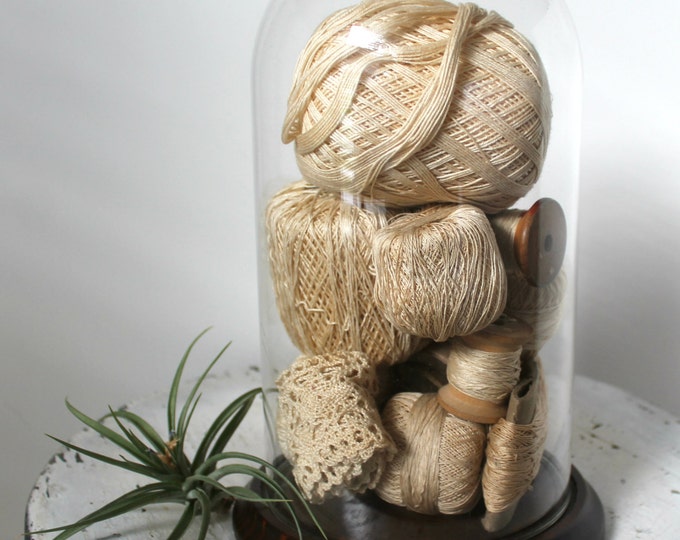 Vintage Glass Cloche/ Dome Thread Filled - Etsy