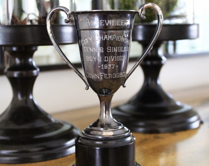 Antique Loving Cup Trophy for Tennis 1937, Engraved Loving Cup, Vintage ...