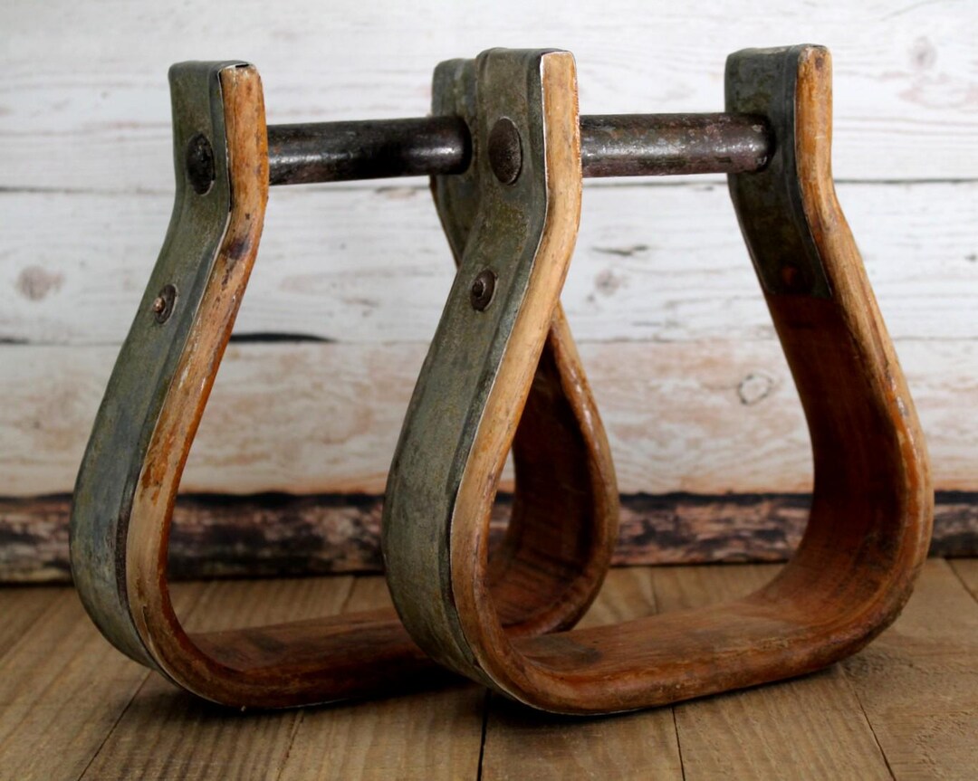 Vintage Wood & Metal Stirrups, Horse Stirrups, Equestrian Decor, Rustic ...