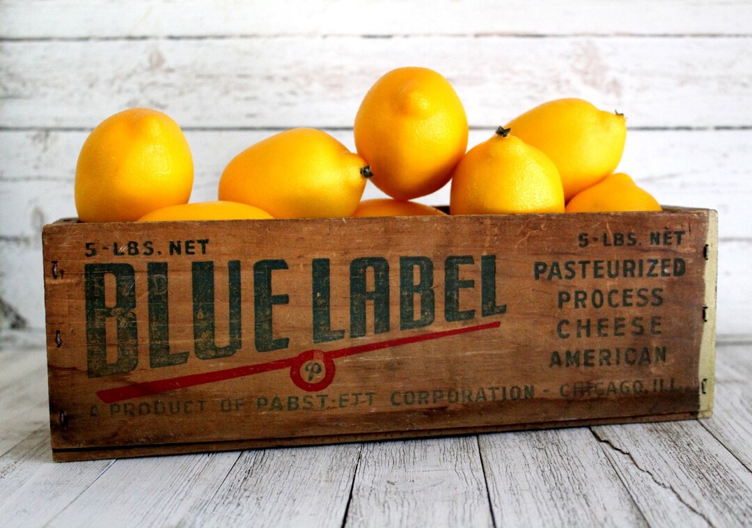 Antique Vintage Wooden Cheese Box, Blue Label Brand - Etsy