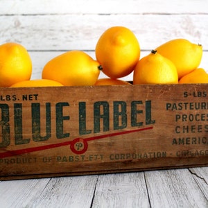 Antique Vintage Wooden Cheese Box, Blue Label Brand - Etsy
