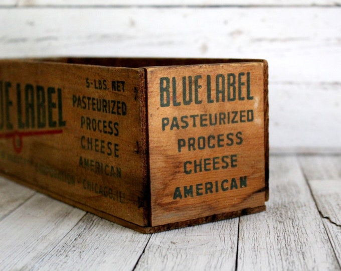 Antique Vintage Wooden Cheese Box, Blue Label Brand - Etsy