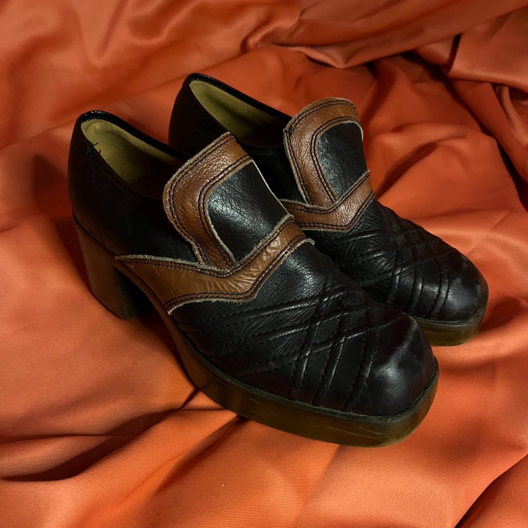 70’s Platform Leather Shoes - Etsy