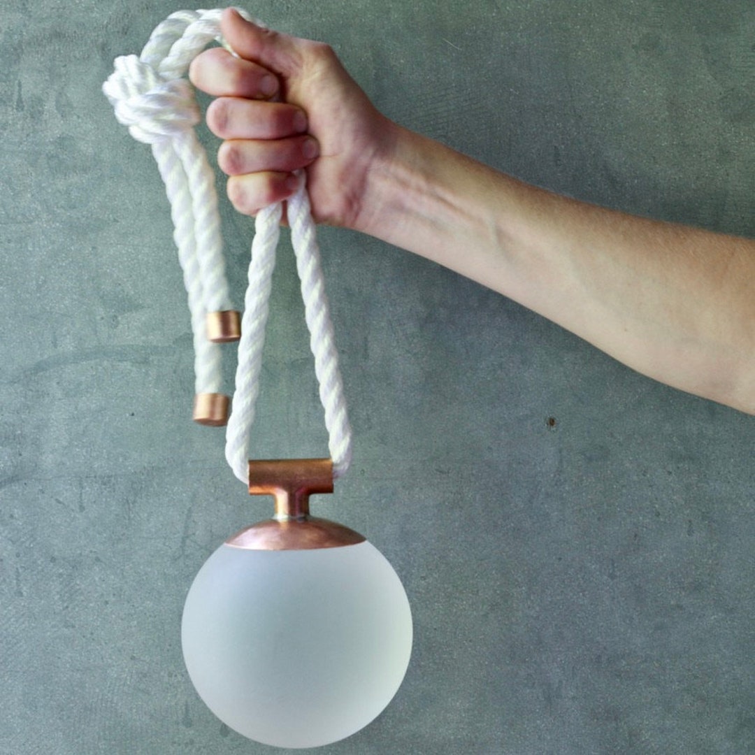 Indoor/outdoor Nautical Sea Glass Float – White Orb With Copper & Rope ...