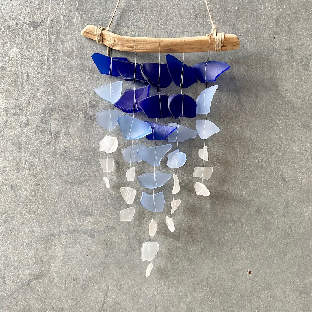Sea Glass Mobile: Driftwood Banner, Tumbled Glass Tapestry - Etsy