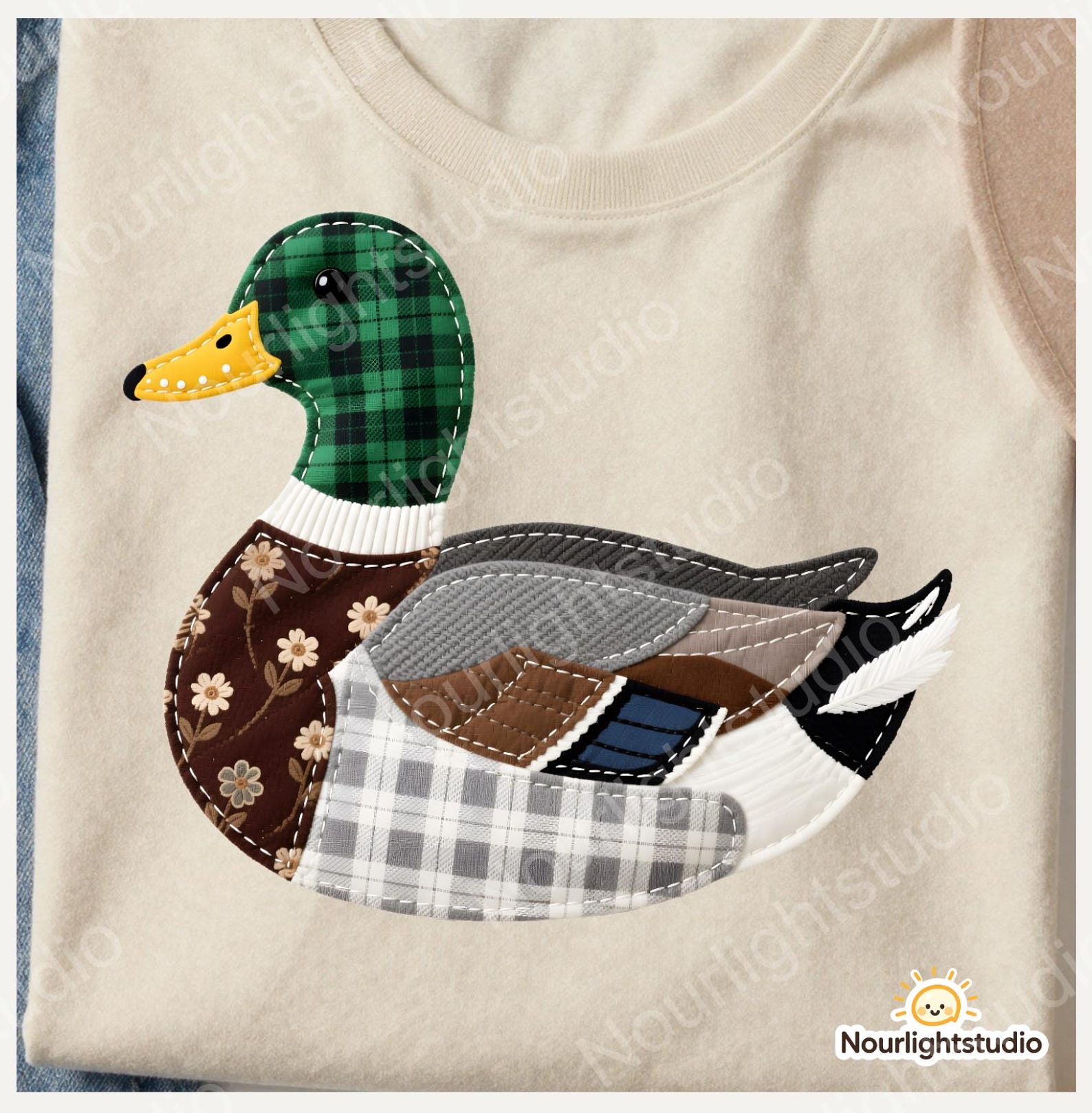 Patchwork Duck File PNG, Quilted Duck Design T Shirt, Craft Gift, Duck ...
